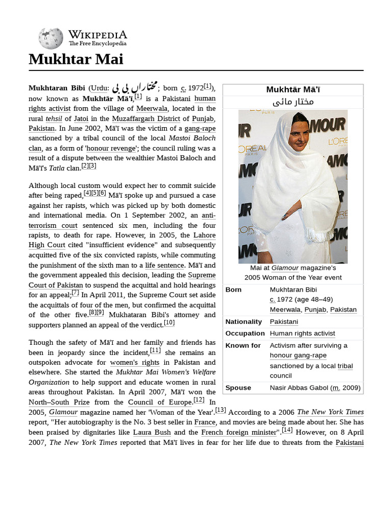 Mukhtar Mai | PDF | Justice | Crime & Violence