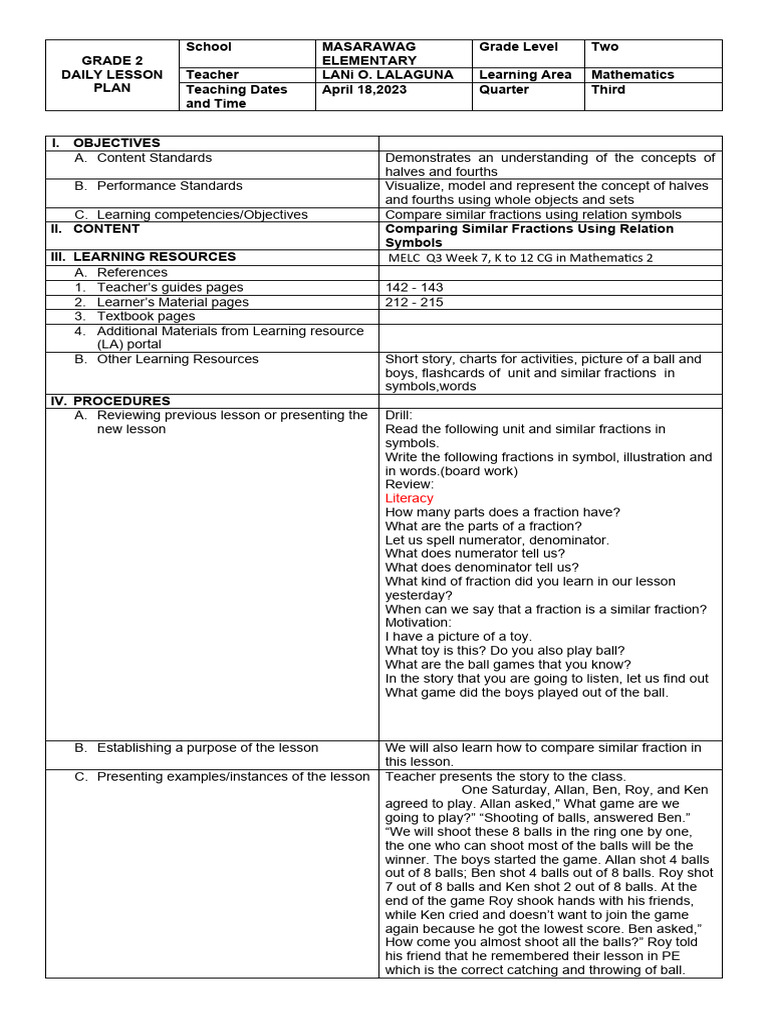 DLP For COT Similar Fraction | PDF | Learning | Cognition