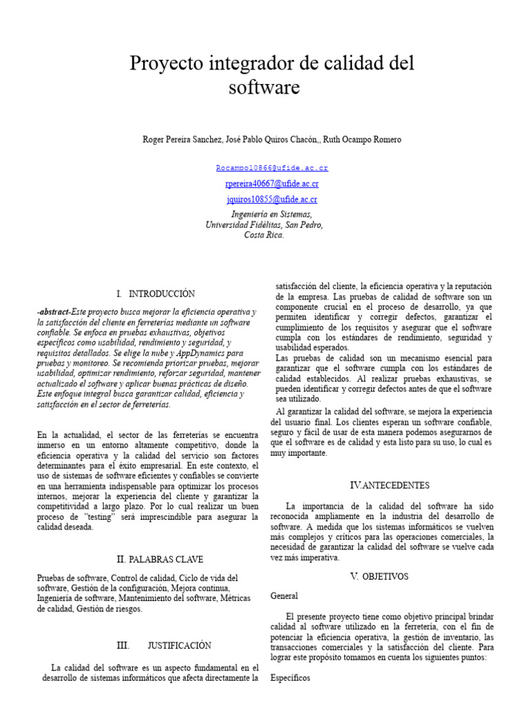 Proyecto Calidad 1 | PDF | Software | Computación en la nube
