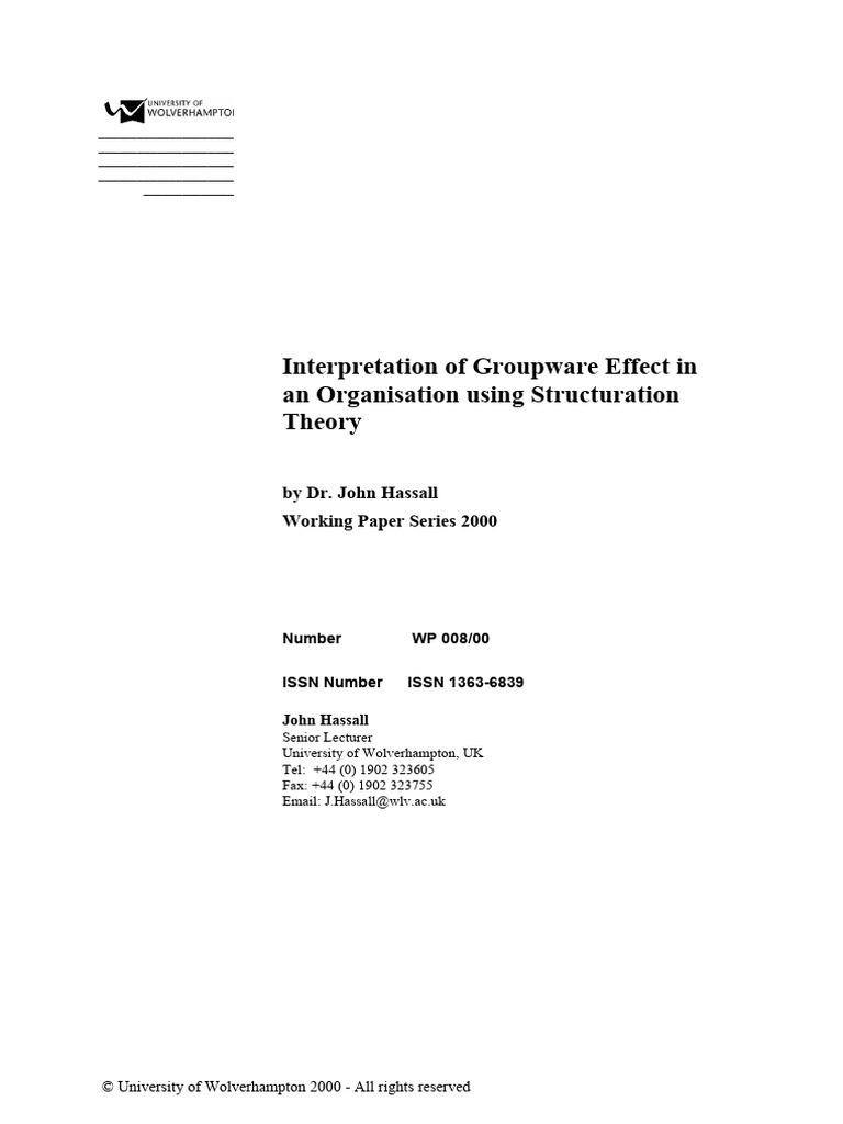 Topic 6 - Structuration Working Paper | PDF | System | Information