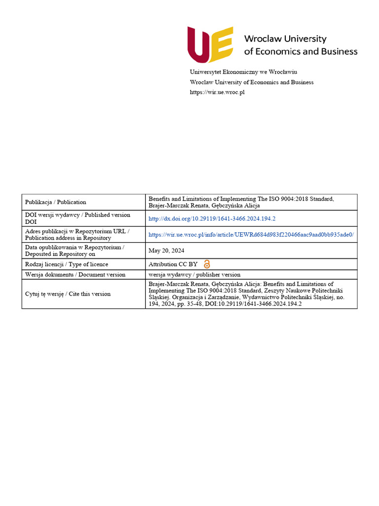 Brajer-Marczak Gebczynska Benefits and Limitations of Implementing ...
