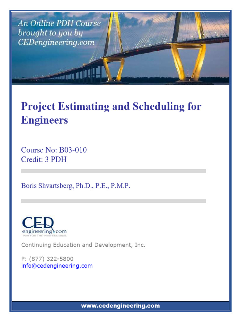 B03-010 - Project Estimating and Scheduling For Engineers - US | PDF