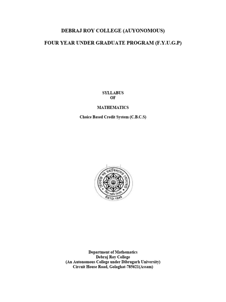 UG Maths Syllabus (D.R College (Autonomous) | PDF | Matrix (Mathematics ...