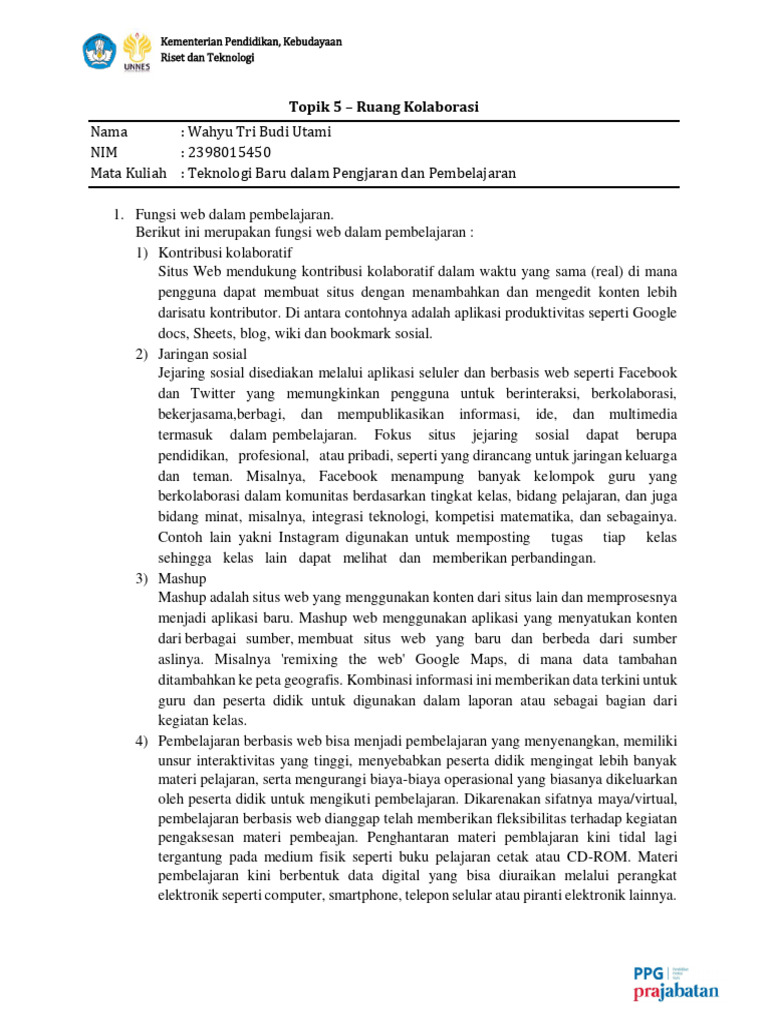Topik 5 - Ruang Kolaborasi - Wahyu Tri Budi Utami | PDF