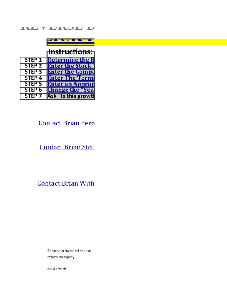 Reverse DCF Valuation Guide | PDF | Discounted Cash Flow | Valuation ...
