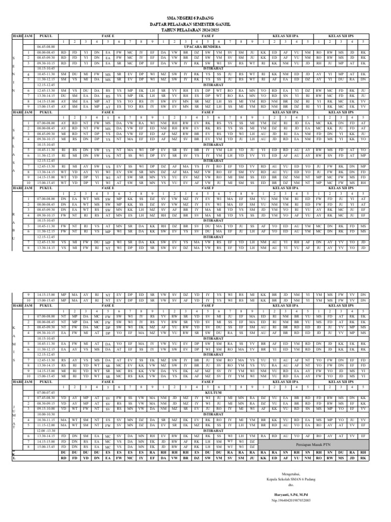 Blangko JADWAL PBM SMT Ganjil Juli 2024 Ok | PDF