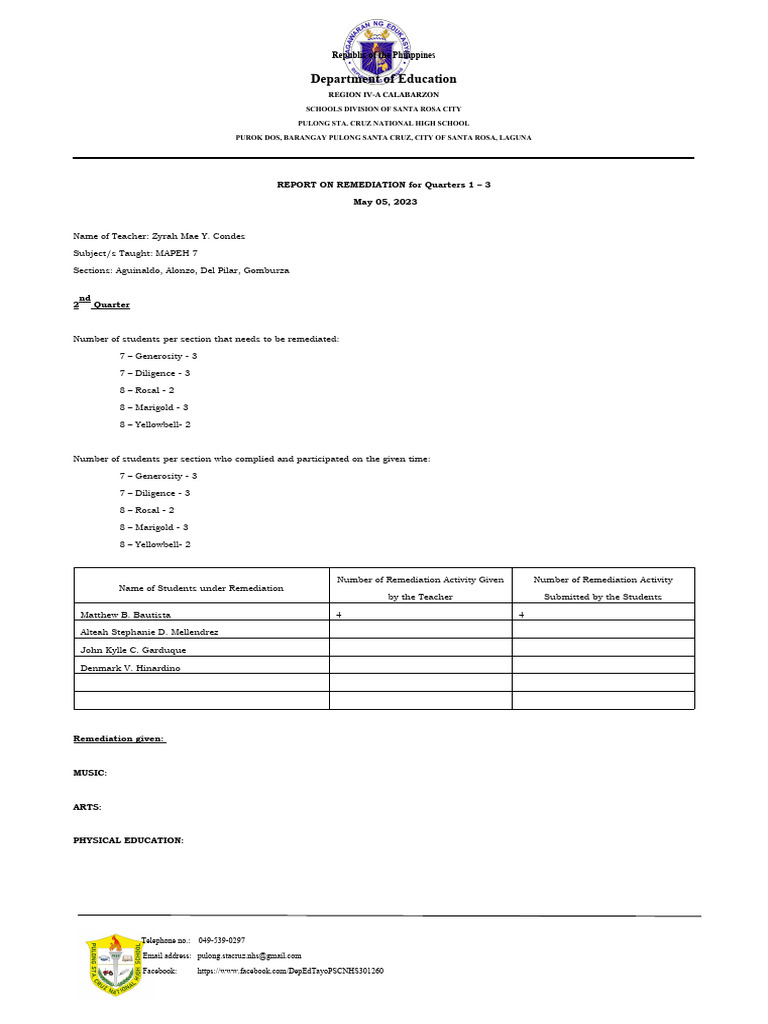 Remediation-Report Template | PDF | Philippines