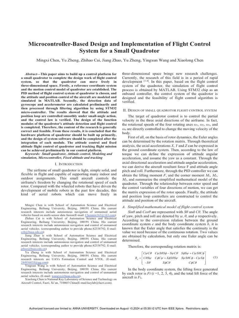 Microcontroller-Based Design and Implementation of Flight Control ...