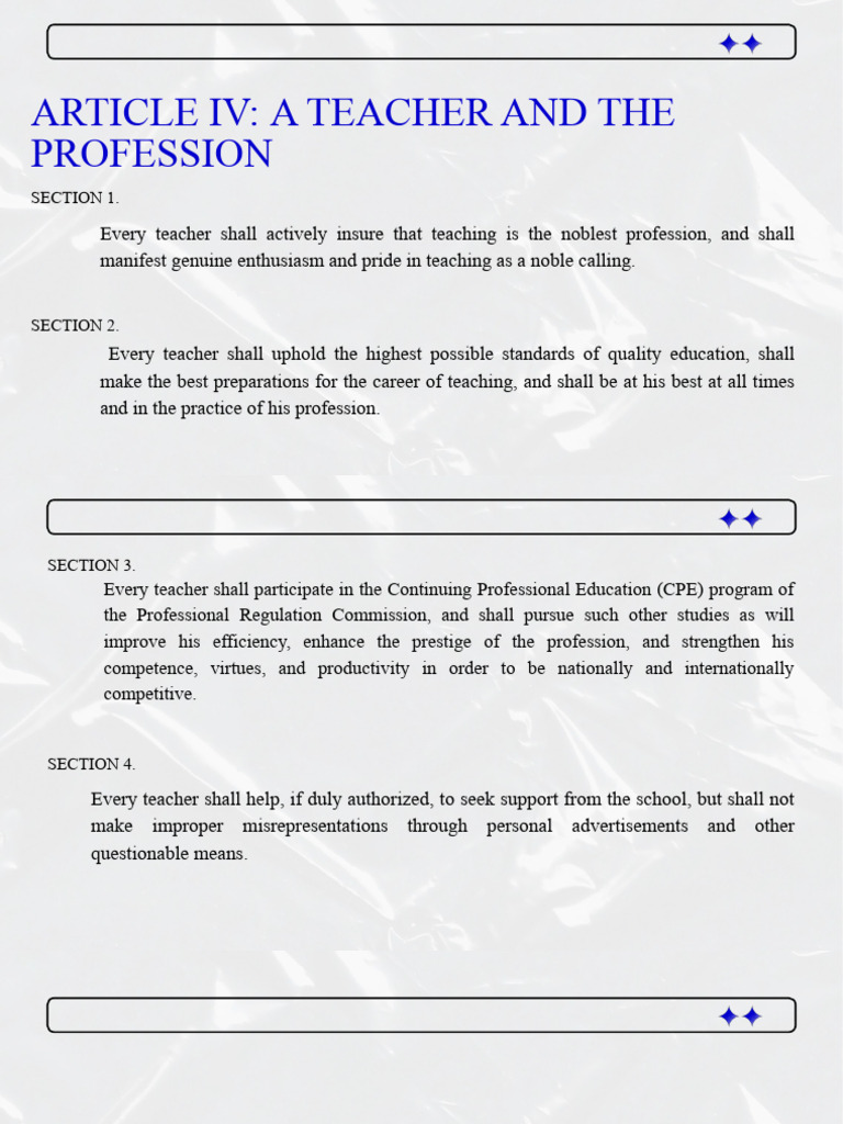 Code of Ethics 4,5,6 (Autosaved) | PDF | Teachers | Profession