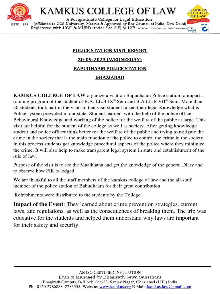 Police Station Visit Report: Kamkus Law | PDF | Government