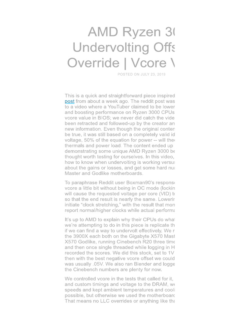 AMD Ryzen 3000 Undervolting Offset vs. Override Vcore Voltage | PDF