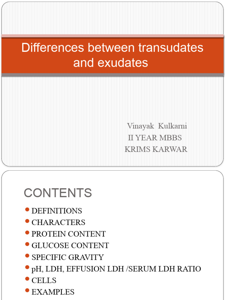Differences Between Transudates and Exudates | PDF