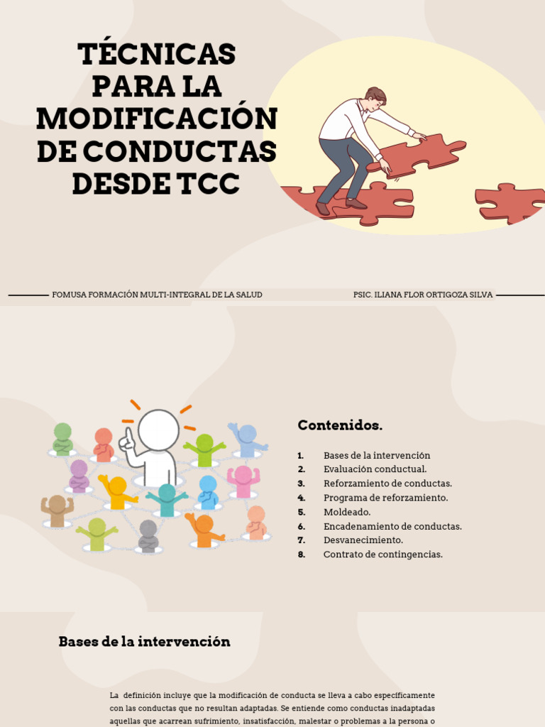 Técnicas para La Modificación de Conductas Desde TCC | PDF | Comportamiento | Modificación de ...