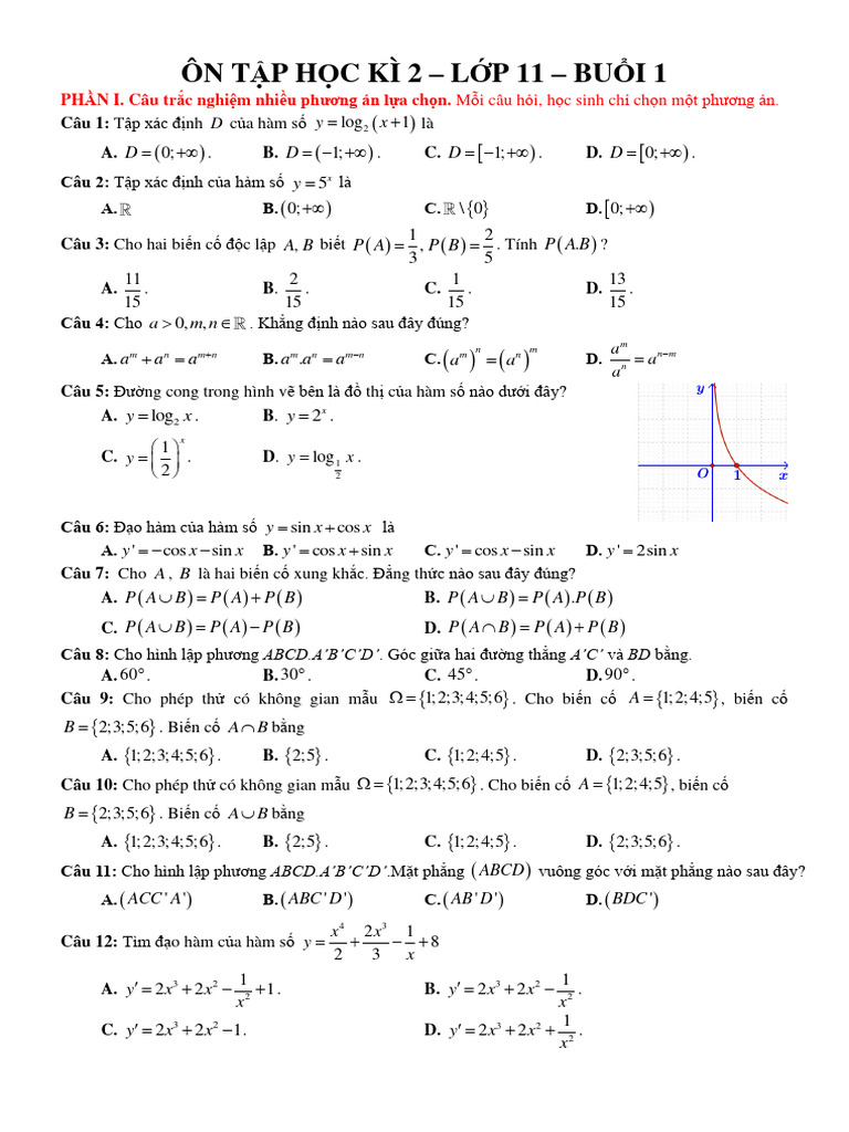Ôn Tập Lớp 11 - Hkii - Buổi 1 (Ok) | PDF
