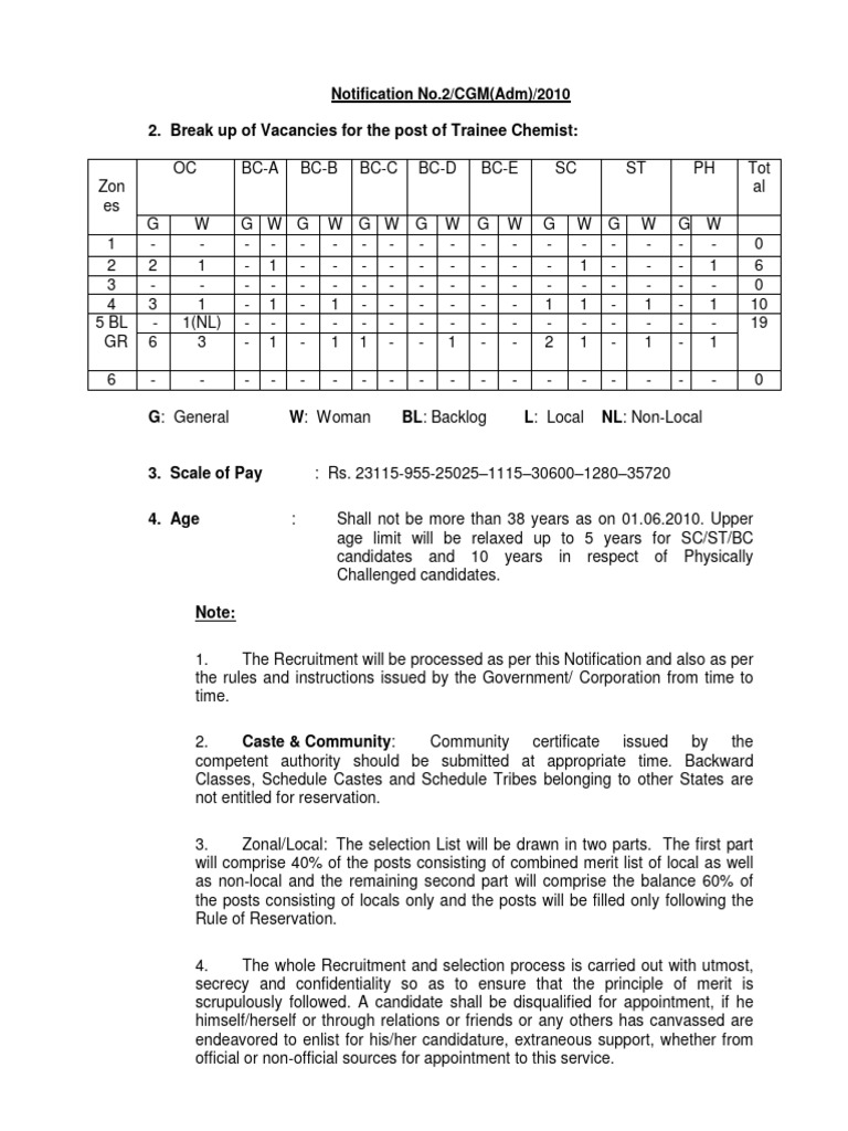 Apgenco 2010 Notificationchemist040610 | PDF | Chemical Reactions ...
