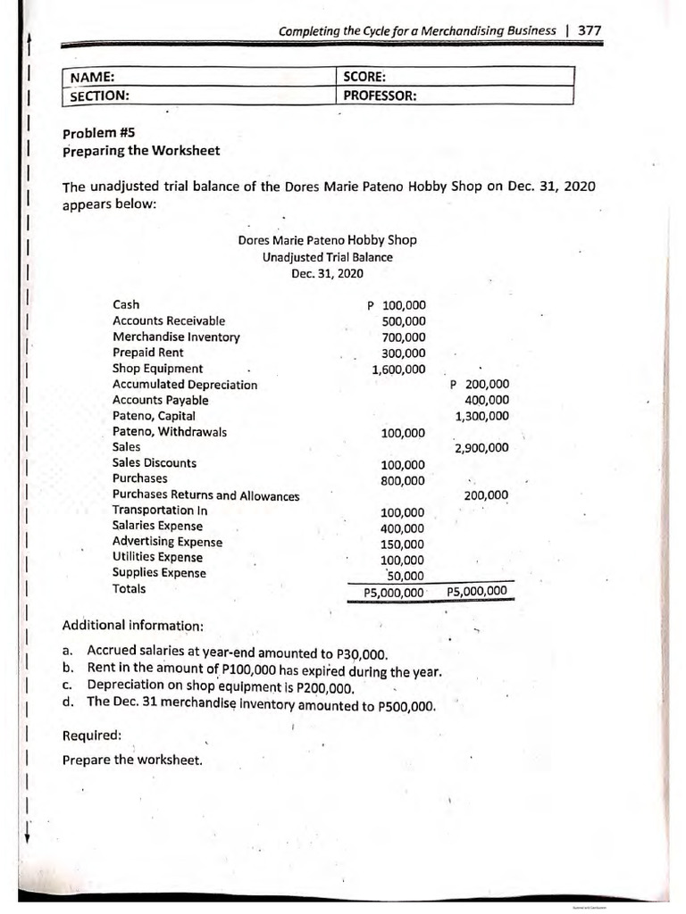 Worksheet Merchandising Business | PDF