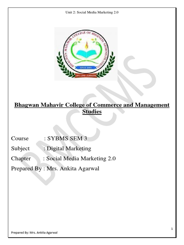 Unit 2 Social Media Marketing 2.0 | PDF | Marketing | Digital Marketing