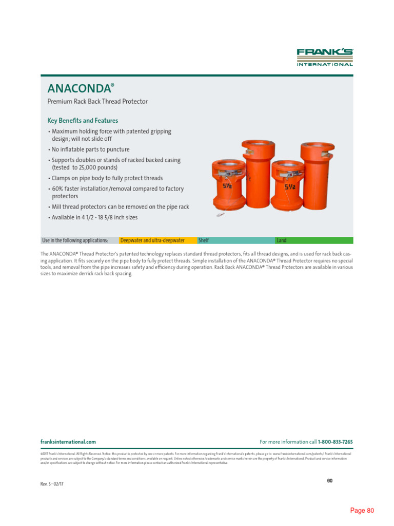 ANACONDA® Premium Rack Back Thread Protector | PDF | Pipe (Fluid ...
