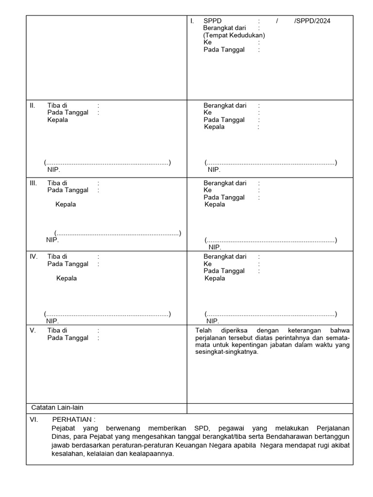 Blanko SPPD DESA A4 | PDF