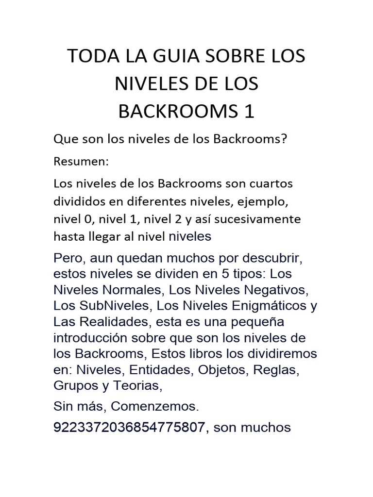 Toda La Guia Sobre Los Backrooms 1 | PDF