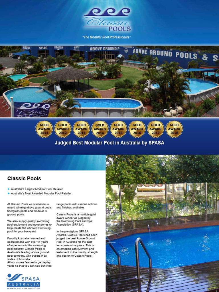 Classic Pools Brochure 2018 | PDF | Swimming Pool | Polyvinyl Chloride