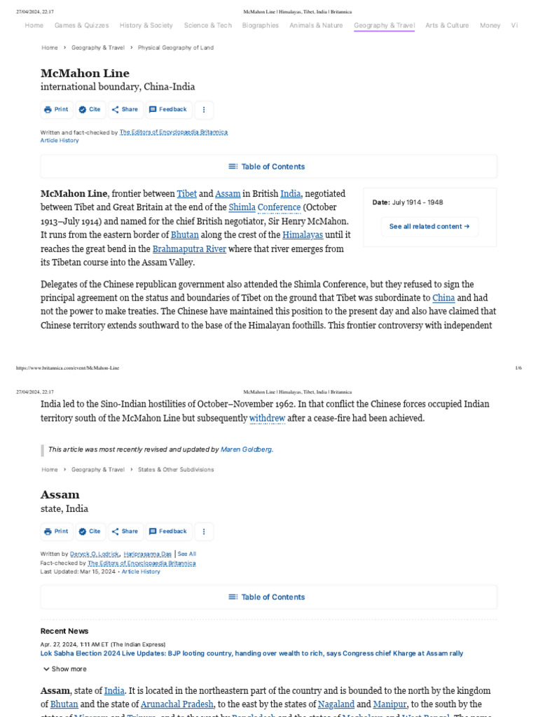 McMahon Line _ Himalayas, Tibet, India _ Britannica | PDF | Earth Sciences