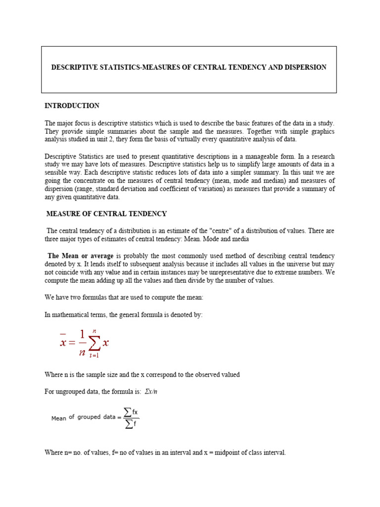 Descriptive Statistics-1 | PDF | Standard Deviation | Variance