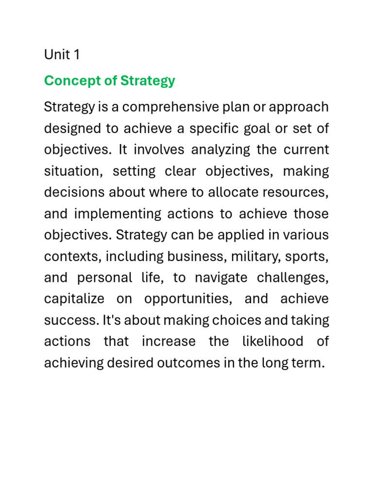 Unit 1 Strategy | PDF | Strategic Management | Swot Analysis