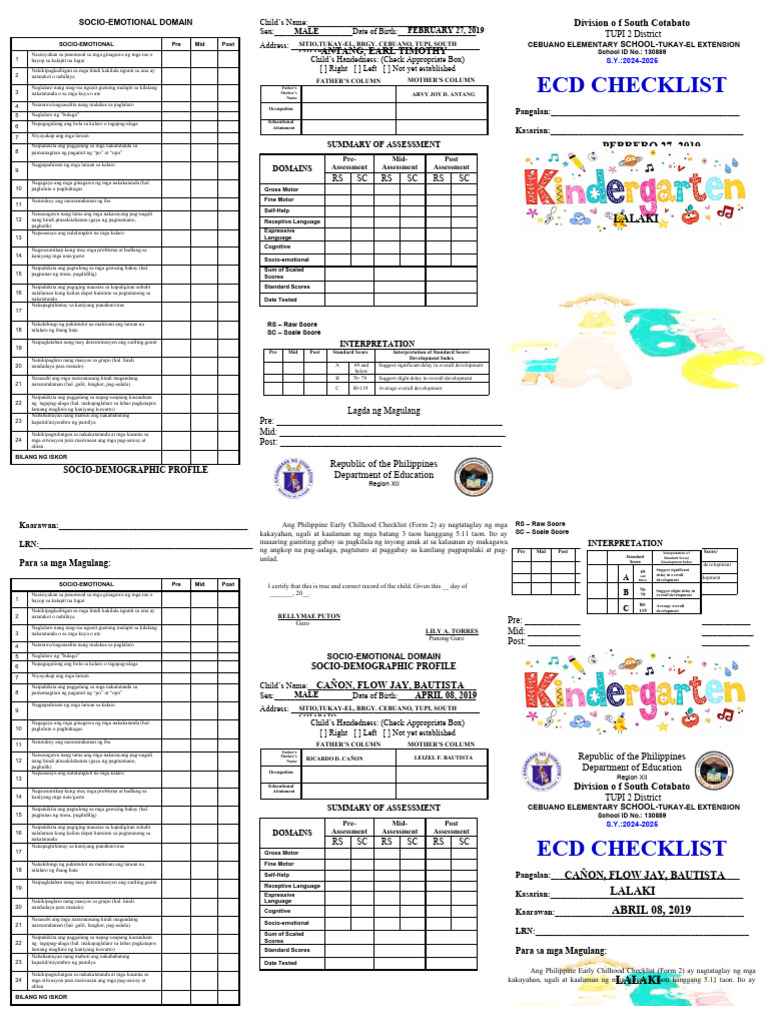 FINAL ECD WITH MID TEST Frontpage | PDF