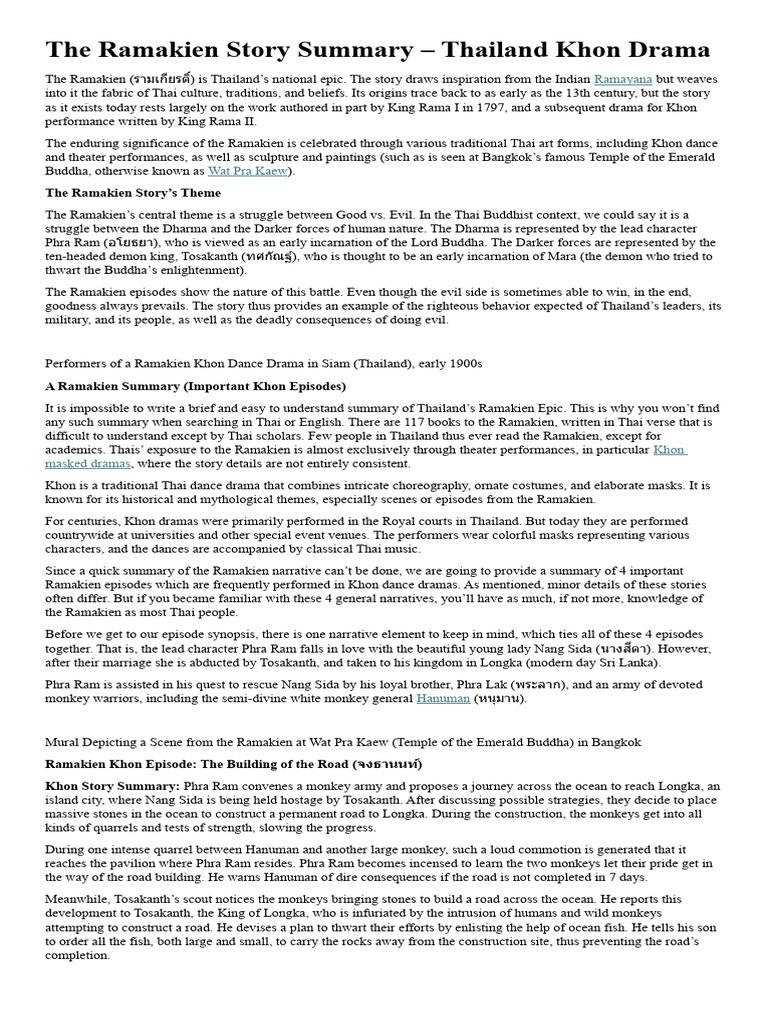 Summary of the Ramakien Epic | PDF