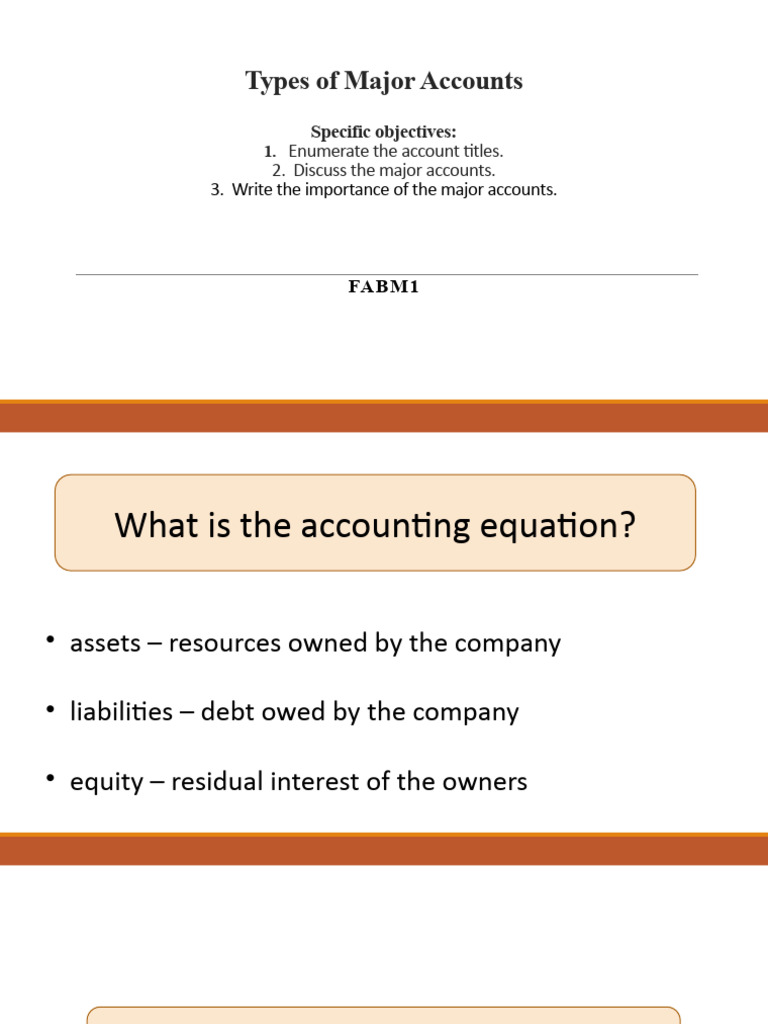 Types of Major Accounts | PDF | Expense | Debits And Credits