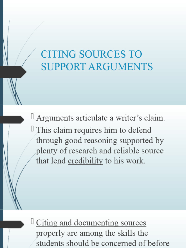 Citing Sources for Strong Arguments | PDF | Citation | Writing