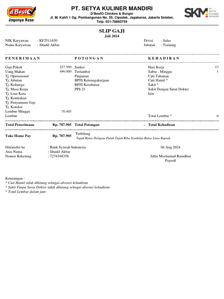 PAYSLIP_KF2511450_202407 | PDF