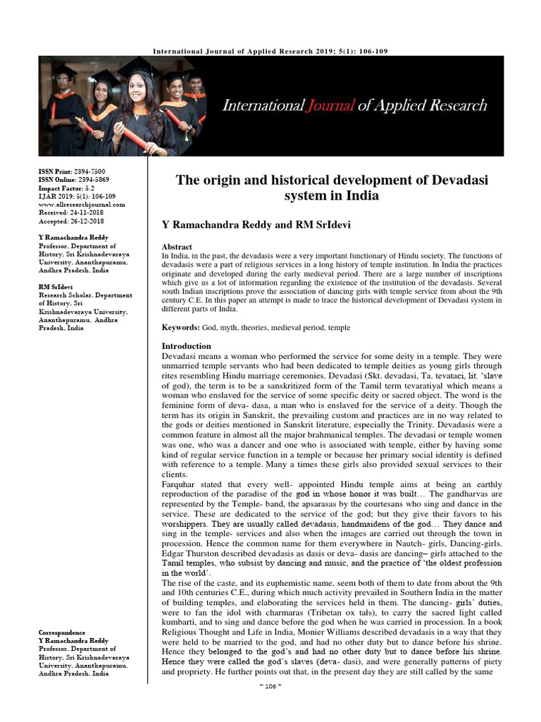 The Origin and Historical Development of Devadasi System in India | PDF | Prostitution | Deities