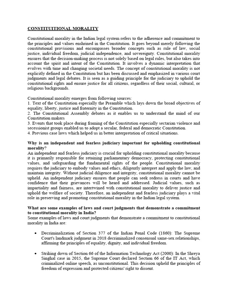 Constituitional Morality | PDF | Constitution | Morality