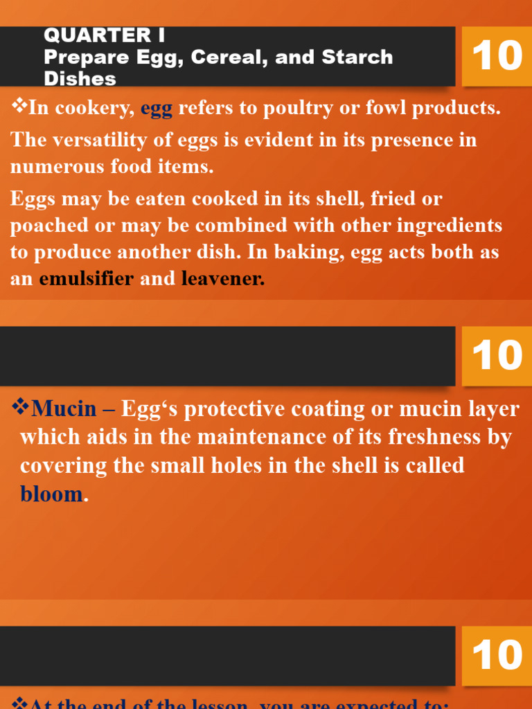 Tle 10-PPT2 (Prepare Egg, Cereal, and Starch Dishes) | PDF | Kitchen ...