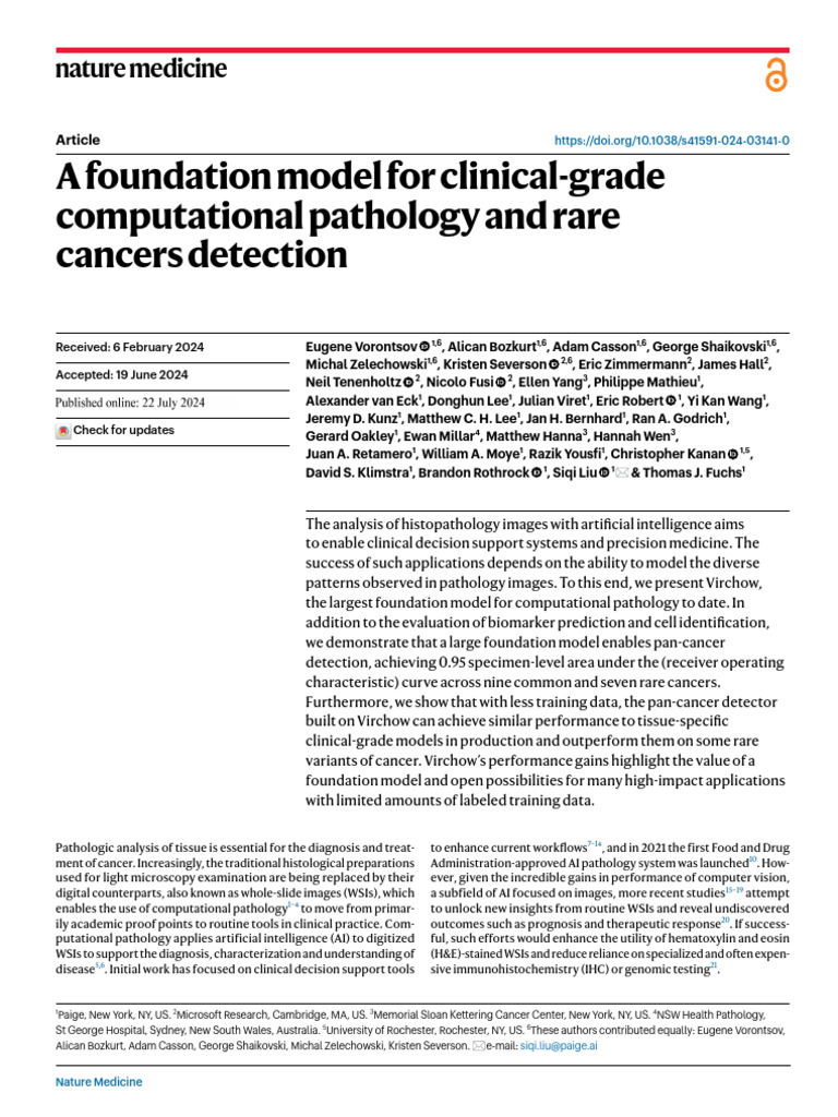 Foundation Model for Cancer Detection | PDF | Pathology | Biomarker