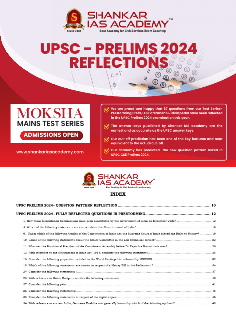 Shankar IAS - UPSC Prelims 2024 Questions Reflections - Compressed ...