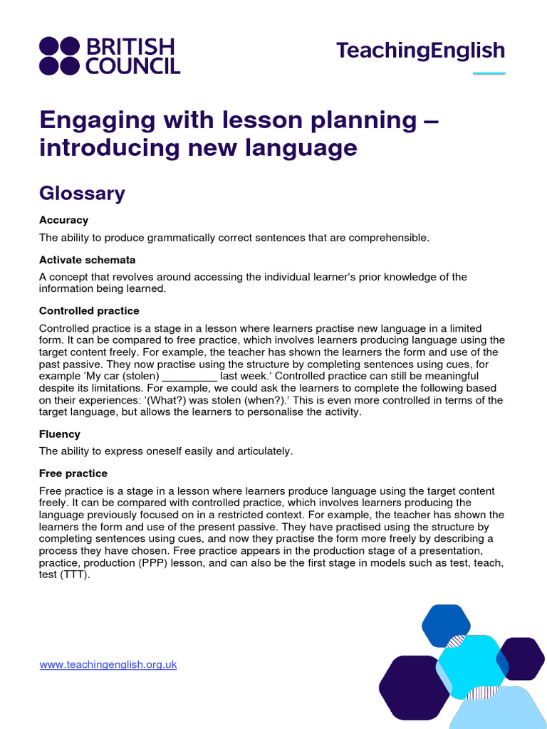 Resources - Engaging With Lesson Planning - Introducing New Language ...