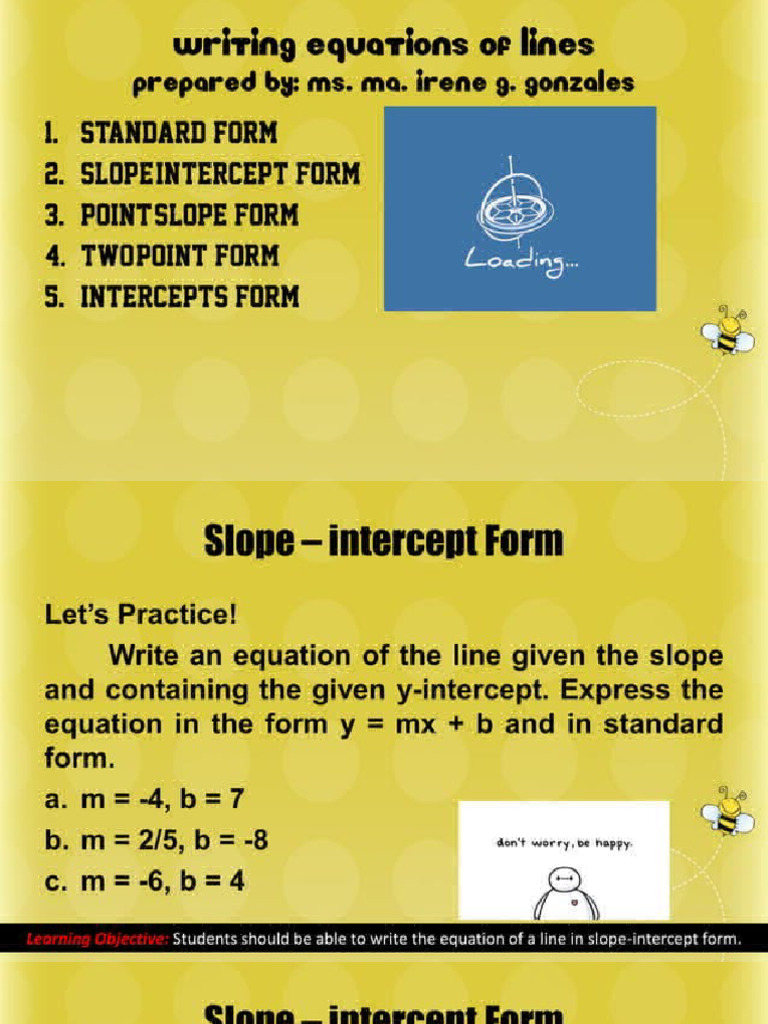 2 Equation of Lines Intercept Form | PDF