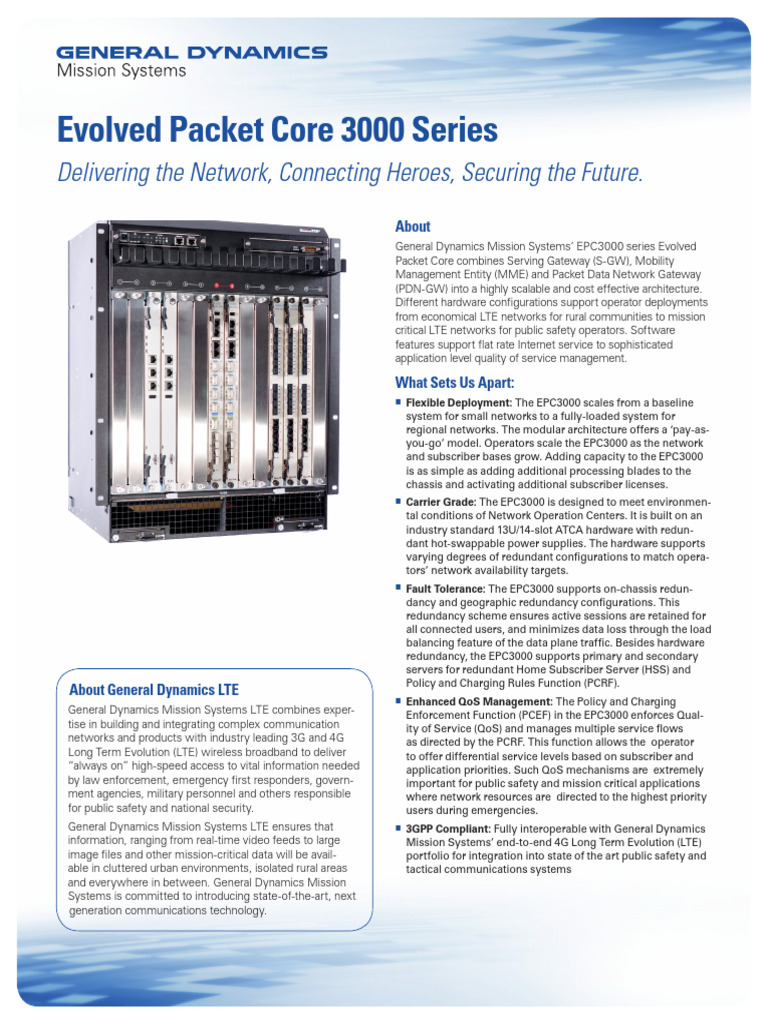 Lte Evolved Packet Core Epc3000 Datasheet | PDF | Computer Network | Quality Of Service