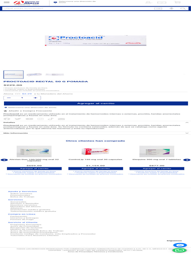 Farmacias Del Ahorro Proctoacid Rec 50 G Pomada Tienda en Línea A Todo ...