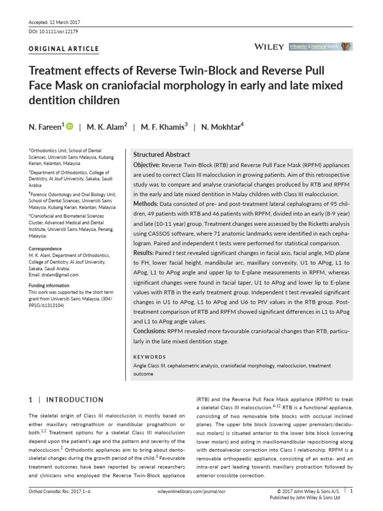 Treatment Effects of Reverse Twin-Block and Reverse Pull Face Mask On ...