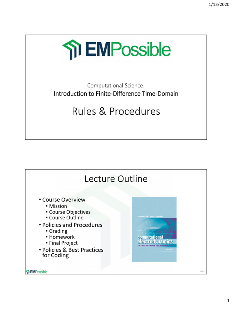 Lecture Rules Procedures 1 | PDF | Computational Electromagnetics ...