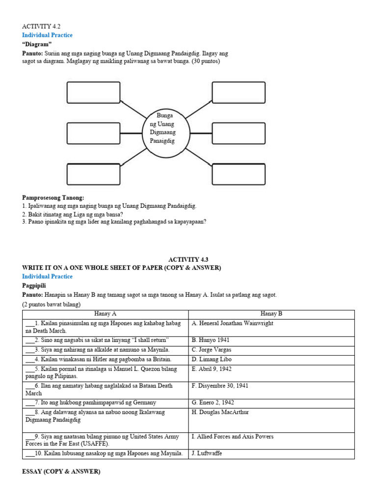 Activity For Grade 8 | PDF