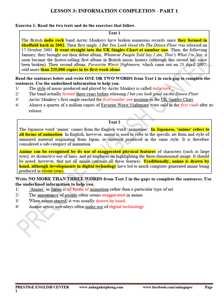 R4 Unit 3 - Information Completion Part 1 (Highlight PEC) | PDF | Snow