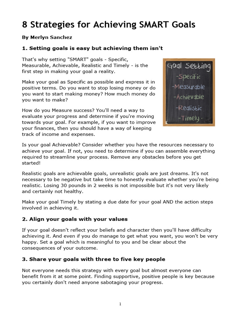 8 Strategies For Achieving Smart Goals | PDF | Goal | Behavioural Sciences