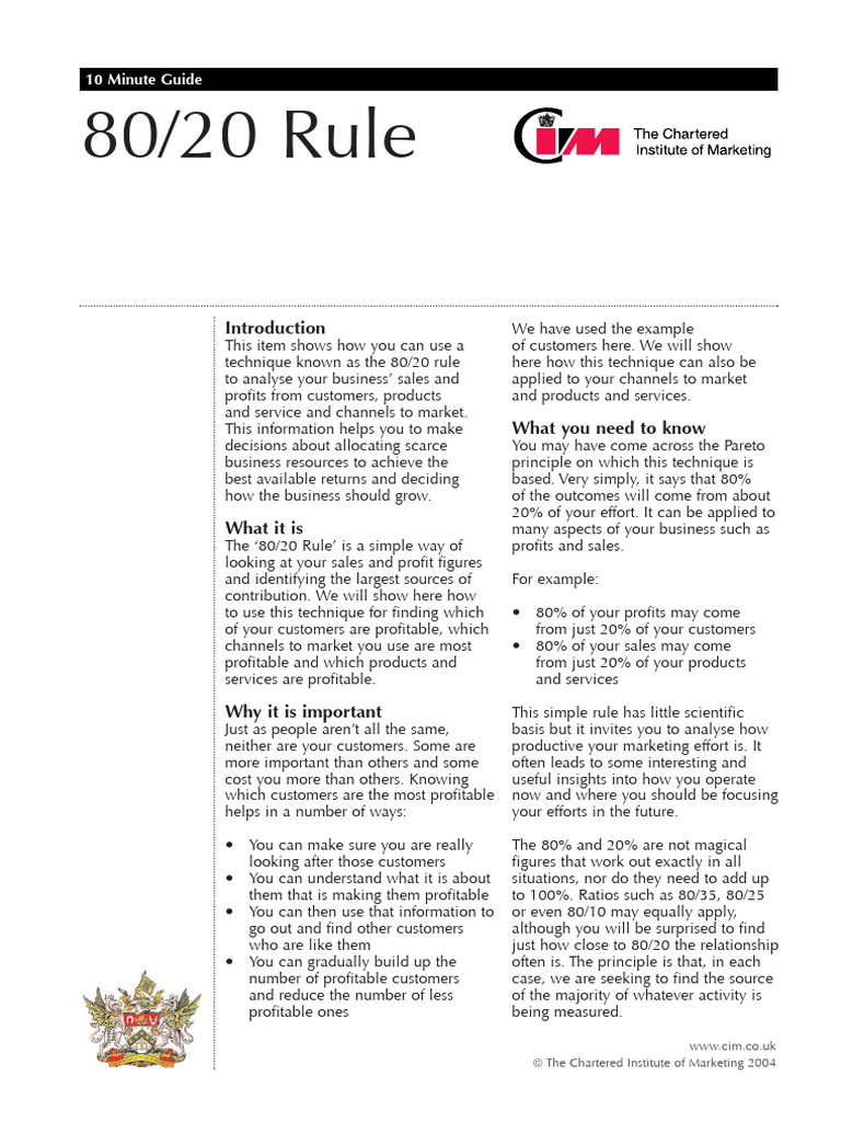 10 - Min - 80-20 - Rule Pareto | PDF | Gross Margin | Sales