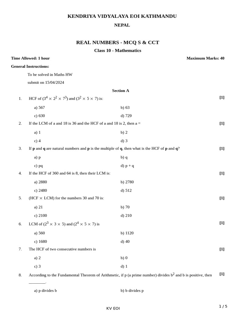 10 Mat CH 1 | PDF | Numbers | Discrete Mathematics