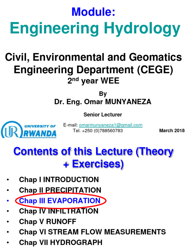 Chap3 - Evaporation - 2nd Yr WEE - UR-CST - 2018 | PDF ...